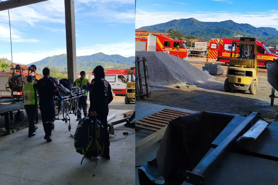 Trabalhador fica com a cabeça presa em máquina de blocos de concreto e ...